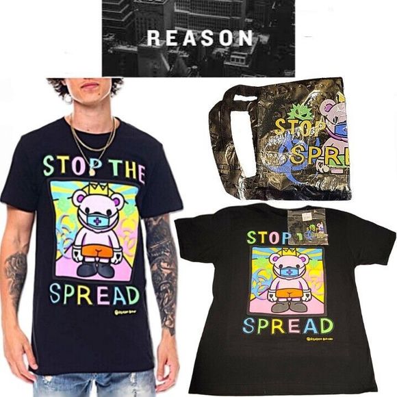 Reason | Shirts | Nwt Reason Clothing Lg Stop The Spread Neo Bear Black ...